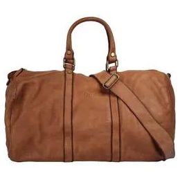 Reisetasche FORTY, Gr. B/H/T: 47cm x 27cm x 18cm onesize, braun (cognac), Leder, leicht gl&auml;nzend, unifarben, Taschen Reisetasche, echt Leder, Made in Italy