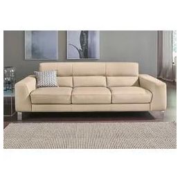 3-Sitzer Calia italia "Simon, toller Sitzkomfort, italienisches Designsofa", beige, B:232cm H:81cm T:94cm, Leder SORRENTO - 100% Leder;Leder BULL - 100% Leder, Sofas, in zwei Lederqualit&auml;ten