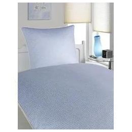 Bettw&auml;sche Elegante "Hamburger Streifen", blau (blau, wei&szlig;), B/L: 135cm x 200cm, 1 Stk., 1 Stk., Mako-Satin, B/L: 80cm x 80cm, 2 Stk., Mako-Satin, Obermaterial: 100% Baumwolle, Bettw&auml;sche, Bettw&auml;sche, angenehmes Hautgef&uuml;hl