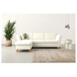 Ecksofa Home Affaire "Trelleborg L-Form", beige (creme), B:249cm H:86cm T:162cm, 100% Polyester, Sofas, Ecksofa, Federkern-Polsterung, wahlweise mit Bettfunktion und Bettkasten