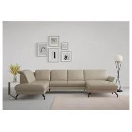 Sit & More Wohnlandschaft SIT & MORE "Fashion U-Form", beige, B:338cm H:84cm T:207cm, Sofas, Wohnlandschaft, wahlweise mit Kopfteilverstellung, Vorziehsitz, motorisch, Metallf&uuml;&szlig;e