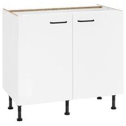 Unterschrank Optifit "Elga", wei&szlig; (wei&szlig;, wei&szlig;), B:90cm H:87cm T:58,4cm, Holzwerkstoff, Schr&auml;nke, Unterschrank, mit Soft-Close-Funktion, h&ouml;henverstellbare F&uuml;&szlig;e, Breite 90 cm