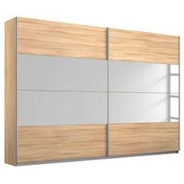 Schwebet&uuml;renschrank Rauch "Quadra", braun (struktureichefarben hell, spiegel), B:271cm H:230cm T:62cm, Holzwerkstoff, Schr&auml;nke, Schwebet&uuml;renschrank, inkl. Hakenleiste und zus&auml;tzlichen Einlegeb&ouml;den