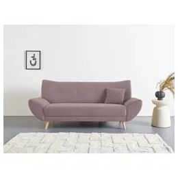 3-Sitzer Home Affaire "Basta", rosa, B:205cm H:80cm T:82cm, (100% Polyester) Struktur fein (100% Polyester) Chenille, Sofas