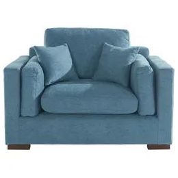Loveseat Home Affaire "Fresh Pond Sessel", blau (t&uuml;rkis), B:140cm H:95cm T:96cm, 100% Polyester, Sessel, weicher Sitzkomfort, incl. Zierkissen, B/T/H: 140/96/95 cm
