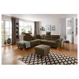 Ecksofa Home Affaire "Soleo L-Form", gr&uuml;n (olive), B:262cm H:89cm T:235cm, Luxus-Microfaser ALTARA NUBUCK (100% Polyester);Struktur (100% Polyester);Luxus-Microfaser Lederoptik (100% Polyester), Sofas, Ecksofa, komfortabel durch Trapezecke mit Relaxfunktion, auch mit Bettfunktion