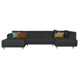 Wohnlandschaft OTTO HOME "Maroon U-Form", schwarz, B:358cm H:82cm T:192cm, Struktur grob ( 100% POLYPROPYLEN;Struktur fein ( 100% Polyester);Struktur (100% Polyester), Sofas, Wohnlandschaft, in skandinavischem Design, mit losen Kissen