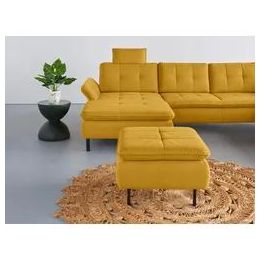 Polsterhocker Home Affaire "Birkholm", gelb (mustard), B:65cm H:44cm T:65cm, 98% Polyester 2% Polyamid, Hocker, Polsterhocker, passend zur Serie "Birkholm", B/T/H: 65/65/44 cm