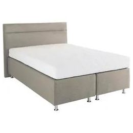 Boxspringbett 4, beige (struktustoff dunkelbeige), ohne LED-Beleuchtung, Liegefl&auml;che B/L: 140cm x 200cm, H3, Bonnell-Federkernmatratze, Bezug Unterbox und Kopfteil: Strukturstoff (77% Polyester und 23% Viskose);Bezug Obermatratze 100% Polyester, waschbar bis 60C, Komplettbetten, Boxspringbett, wahlweise mit LED-Beleuchtung