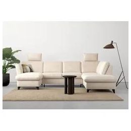 Wohnlandschaft Home Affaire "Trelleborg U-Form", beige (creme), B:307cm H:86cm T:213cm, 100% Polyester, Sofas, Wohnlandschaft, wahlweise mit Bettfunktion und Bettkasten, inkl. Federkern-Polsterung