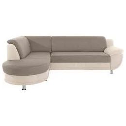 Ecksofa Trendmanufaktur "Rondo 3, zeitlos und bequem, Materialmix, breite Armlehnen, L-Form", beige (beige, tan), B:265cm H:85cm T:190cm, Kunstleder SOFTLUX / Struktur (77% Polyester; 23% Polyacryl);Luxus-Microfaser ALCAZAR (100% Polyester) / Feinstruktur (100% Polyester), Sofas, Ecksofa, wahlweise mit Federkern f&uuml;r mehr Komfort, wahlweise mit Bettfunktion