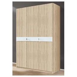 Kleiderschrank Priess "Dreht&uuml;renschrank Kleiderschrank Schrank Schlafzimmerschrank Madrid", braun (struktureichefarben hell, wei&szlig;glas), B:140cm H:193cm T:54cm, Holzwerkstoff, Schr&auml;nke, Kleiderschrank, mit farbiger Glasauflage, erweiterbar mit Schrankaufsatz Madrid