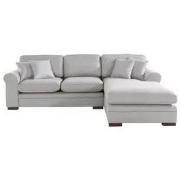 Ecksofa Home Affaire "Broughton L-Form", blau (eis), B:279cm H:92cm T:178cm, 100% Polyester, Sofas, Ecksofa, weicher Sitzkomfort, incl. 4 Zierkissen, Keder