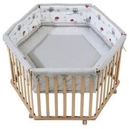 Laufgitter Roba "Cosiplay Adam & Eule, natur, 6-eckig", Baby, beige (natur), Laufst&auml;lle Laufgitter, mit Stoffeinlage und Nestchen