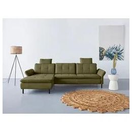 Ecksofa Home Affaire "Birkholm L-Form", gr&uuml;n (olive), B:267cm H:83cm T:174cm, 98% Polyester 2% Polyamid, Sofas, Ecksofa, Armlehnverstellung, auch in Easy Clean Bezug - mit Wasser zu reinigen