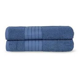 Badetuch Good Morning "Uni Towels", blau (blau, denim, denimfarben), B:70cm L:140cm, Frottee, Obermaterial: 100% Baumwolle, Handt&uuml;cher, Badetuch, Baumwolle, Walkfrottee, Bord&uuml;re, 500 GSM, Einfarbig, ohne Aufh&auml;ngung