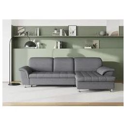 Ecksofa DOMO collection "Franzi Steppung im Sitzbereich B7T/H: 278/162/80 cm, L-Form", grau (wei&szlig;, grau), B:278cm H:80cm T:171cm, Flachgewebe (100% Polyester);Chenille (100% Polyester), Sofas, Ecksofa, wahlweise mit Bettfunktion, Bettkasten und Kopfteilverstellung