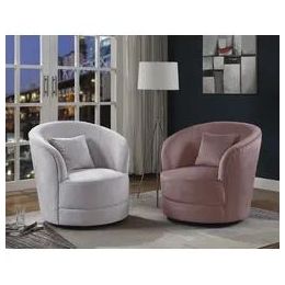 Drehsessel "Colin", rosa (ros&eacute;), B:84cm H:84cm T:85cm, 100% PES, ATLANTIC HOME COLLECTION, Sessel, Drehsessel, 360&Acirc; frei drehend, in Samtveloursbezug, inkl. Zierkissen