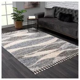 Hochflor-Teppich Sanat "Versay 1505", grau, B:200cm H:45mm L:290cm, Kunstfaser, Teppiche, Wohnzimmer, Langflor, Shaggy Teppich