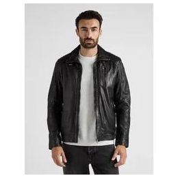 Bikerjacke JCC "31020351", Herren, Gr. 50, schwarz, Obermaterial: 100% Lammleder; Innenmaterial: 90% Baumwolle, 10% Polyester; &Auml;rmelfutter: 100% Polyester, mit Knopf, Jacken