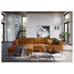 Ecksofa DOMO collection "Modica, zeitlos und elegant, L-Form", gelb (curry), B:329cm H:81cm T:173cm, Sofas, Ecksofa, moderne Optik mit extrabreiter Recamiere, auch in Cord