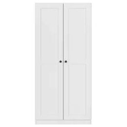 Dreht&uuml;renschrank Rauch "Kleiderschrank Schrank Garderobe Ankleide Schlafzimmerschrank YLVA", wei&szlig;, B:90cm H:197cm T:54cm, Holzwerkstoff, Schr&auml;nke, Dreht&uuml;renschrank, skandinavischer Style mit Rahmenfront und Knopfgriffen MADE IN GERMANY
