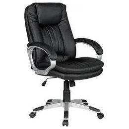 Schreibtischstuhl Salesfever "Ergonomischer B&uuml;rostuhl", schwarz (schwarz, silber, schwarz), B:66cm H:104cm T:74cm, Polyurethan, St&uuml;hle, Komfortabler Drehstuhl f&uuml;r effizientes F&uuml;hrungsstil
