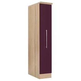 Apothekerschrank KOCHSTATION "KS-Samos", lila (aubergine hochglanz, eiche sonoma), B:30cm H:165cm T:60cm, Schr&auml;nke, Apothekerschrank, mit 3 Ablagen