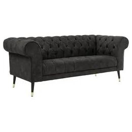 Chesterfield-Sofa Home Affaire "Tinnum", grau (anthrazit), B:195cm H:77cm T:87cm, Luxus-Microfaser Vintageoptik (66% PU, 27% Polyester, 7% Baumwolle);Struktur weich( 97% Polyester, 3% Polyacryl), Sofas