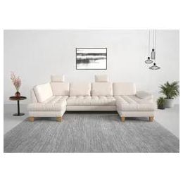 Sit & More Wohnlandschaft SIT & MORE "Westham U-Form", beige (creme), B:338cm H:88cm T:172cm, 100% Polyester, Sofas, Wohnlandschaft, wahlweise mit Bettfunktion, Bettkasten, Sitztiefenverstellung