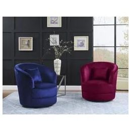 Drehsessel "Colin", blau, B:84cm H:84cm T:85cm, 100% PES, ATLANTIC HOME COLLECTION, Sessel, Drehsessel, 360&Acirc; frei drehend, in Samtveloursbezug, inkl. Zierkissen