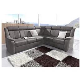 Sit & More Ecksofa SIT & MORE "Basel L-Form", grau, B:261cm H:98cm T:211cm, Altara Nubuck, Luxus-Microfaser (100% Polyester;PRIMABELLE-Microfaser, Luxus-Microfaser (100% Polyester;SOFTLUX-Kunstleder;NaturLEDER (echtes Rindsleder), Sofas, Ecksofa, wahlweise mit Relaxfunktion