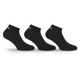 Socken Fila "UNISEX INVISIBLE PLAIN SOCKS", Damen, Gr. 43-46, schwarz (3x schwarz), Baumwolle, Elasthan, Polyester, unifarben, elastisch, Socken Socken, mit eingestricktem Logo an der Ferse