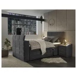 Boxspringbett ED EXCITING DESIGN "Denver", grau (anthrazit uran 04), B:142cm L:240cm, 95% Polyester, 5% Nylon, Komplettbetten, Boxspringbett, inkl. Motor, Topper und motorisierter TV-Halterung bis 40 Zoll