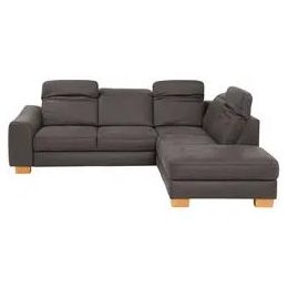Ecksofa Home Affaire "Dundee L-Form", grau (anthrazit), B:263cm H:86cm T:219cm, Luxus-Microfaser Lederoptik (100% Polyester), Sofas, Ecksofa, wahlweise mit Kopfteilverstellung und zus&auml;tzlich mit Bettfunktion