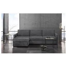 Schlafsofa Home Affaire "GOLDPOINT Ecksofa 264 cm, Liegefl&auml;che (140/200cm), L-Form", grau (anthrazit), B:264cm H:85cm T:157cm, Stuktur weich (100% Polyester);Luxus-Microfaser (100% Polyester), Sofas, Schlafsofa, Bettfunktion, Bonell-Federkernmatratze und Dauerschl&auml;fer-Funktion