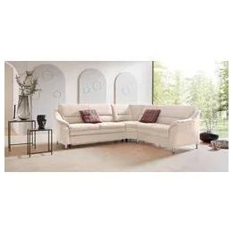 Ecksofa Home Affaire "Cardoso L-Form", beige (creme), B:260cm H:90cm T:230cm, Luxus-Microfaser ALTARA NUBUCK (100% Polyester);Luxus-Microfaser weich (90% Polyester, 10% Polyamid);Struktur (52%Polyester, 35% Acryl, 13%Cotton);Luxus-Microfaser Lederoptik (100% Polyester), Sofas, Ecksofa, mit Trapezecke f&uuml;r mehr Sitzkomfort, wahlweise auch mit Bettfunktion