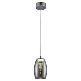 Brilliant Pendelleuchte "Metropolis", grau (chrom, rauchglas), 1, &Oslash; 11,5cm H: 128cm, 1 Stk., Leuchten, LED H&auml;ngelampe 1flg chrom/rauchglas, Pendelleuchte