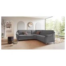 Ecksofa Home Affaire "Cardoso L-Form", grau, B:260cm H:90cm T:230cm, Luxus-Microfaser ALTARA NUBUCK (100% Polyester);Luxus-Microfaser weich (90% Polyester, 10% Polyamid);Struktur (52%Polyester, 35% Acryl, 13%Cotton);Luxus-Microfaser Lederoptik (100% Polyester), Sofas, Ecksofa, mit Trapezecke f&uuml;r mehr Sitzkomfort, wahlweise auch mit Bettfunktion