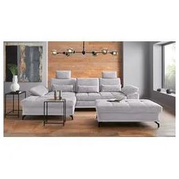 Ecksofa OTTO HOME "Costello L-Form, B: 301 cm mit Sitztiefen-, Armteilverstellung &", silber, B:301cm H:89cm T:176cm, 100% Polyester;Samtoptik (100% Polyester), Sofas, Ecksofa, 3 Nierenkissen, optional Bettfunktion & Bettkasten