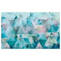 Vliestapete Komar "Digitaldruck Vlies - Triangles Blue - Gr&ouml;&szlig;e 400 x 250 cm", blau, B:400m L:250m, Vlies, Tapeten, Wohnzimmer, Schlafzimmer