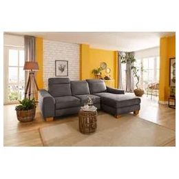 Ecksofa Home Affaire "Dundee L-Form", braun (mocca), B:264cm H:86cm T:170cm, Luxus-Microfaser Florence (100% Polyester);Struktur fein (100% Polyester);Luxus-Microfaser Lederoptik (100% Polyester), Sofas, Ecksofa, wahlweise mit Kopfteilverstellung und zus&auml;tzlich mit Bettfunktion