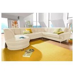 Wohnlandschaft Trendmanufaktur "Rondo, U-Form", beige (creme), B:320cm H:85cm T:94cm, Softlux-Kunstleder;Primabelle-Microfaser;NaturLeder (handschuhweiches Rindsleder in Sitz und R&uuml;cken mit SOFTLUX-Kunstleder als Korpus-Bezug);Struktur (23% Polyacryl, 77% Polyester), Sofas, Wohnlandschaft, inkl.Federkern, wahlweise mit Bettfunktion