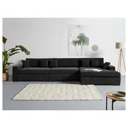 Sofa-Eckelement Home Affaire "Skara XXL L-Form", grau (anthrazit), B:400cm H:86cm T:190cm, 100% Polyester, Polsterelemente, Lounge-Sofa XXL mit Federkern-Polsterung, in vielen Bezugsvarianten