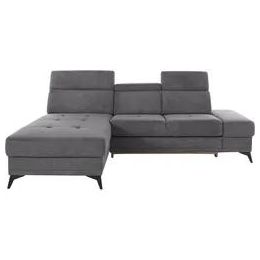 Ecksofa Home Affaire "Cardiz L-Form", grau, B:246cm H:83cm T:173cm, Webstoff (100% Polyester);Luxus-Microfaser Paris (90% Polyester/10% Polyamid);Struktur fein (100% Polyester);Samtoptik (100% Polyester), Sofas, Ecksofa, inkl.Kopfteilverstellung und Federkern wahlweise mit Bettfunktion