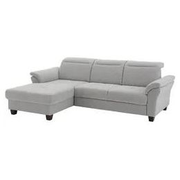 Ecksofa Home Affaire "Solvei L-Form", silber, B:255cm H:104cm T:185cm, Struktur (100% Polyester);Luxus-Microfaser Lederoptik (100% Polyester);Luxus-Microfaser ALTARA NUBUCK (100% Polyester), Sofas, Ecksofa, mit Recamierenabschlu&szlig; und Sitztiefenverstellung