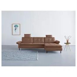 Ecksofa Home Affaire "Birkholm L-Form", braun (haselnuss), B:267cm H:83cm T:174cm, 100% Polyester, Sofas, Ecksofa, Armlehnverstellung, auch in Easy Clean Bezug - mit Wasser zu reinigen