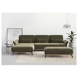 Ecksofa Home Affaire "Fjord L-Form", gr&uuml;n (olive), B:324cm H:93cm T:184cm, 100% Polyester, Sofas, Ecksofa, massiv, wahlweise mit Armlehnfunktion, Kopf- Sitztiefenverstellung