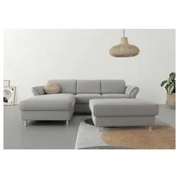 Sit & More Ecksofa SIT & MORE "Apulia L-Form", silber, B:250cm H:78cm T:185cm, Webstoff (100% Polyester);Struktur weich (90% Polyester, 10% Polyamid);Luxus-Microfaser Euphoria (100% Polyester);Samtoptik (100% Polyester), Sofas, Ecksofa, wahlweise Bettfunktion, Bettkasten und Kopf- und Armteilverstellung
