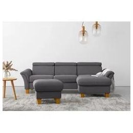 Ecksofa Home Affaire "Lindgren L-Form", braun (espresso), B:258cm H:84cm T:169cm, 100% Polyester, Sofas, Ecksofa, wahlweise mit Bett mit klappbaren Rollen, Kasten und Kopfverstellung
